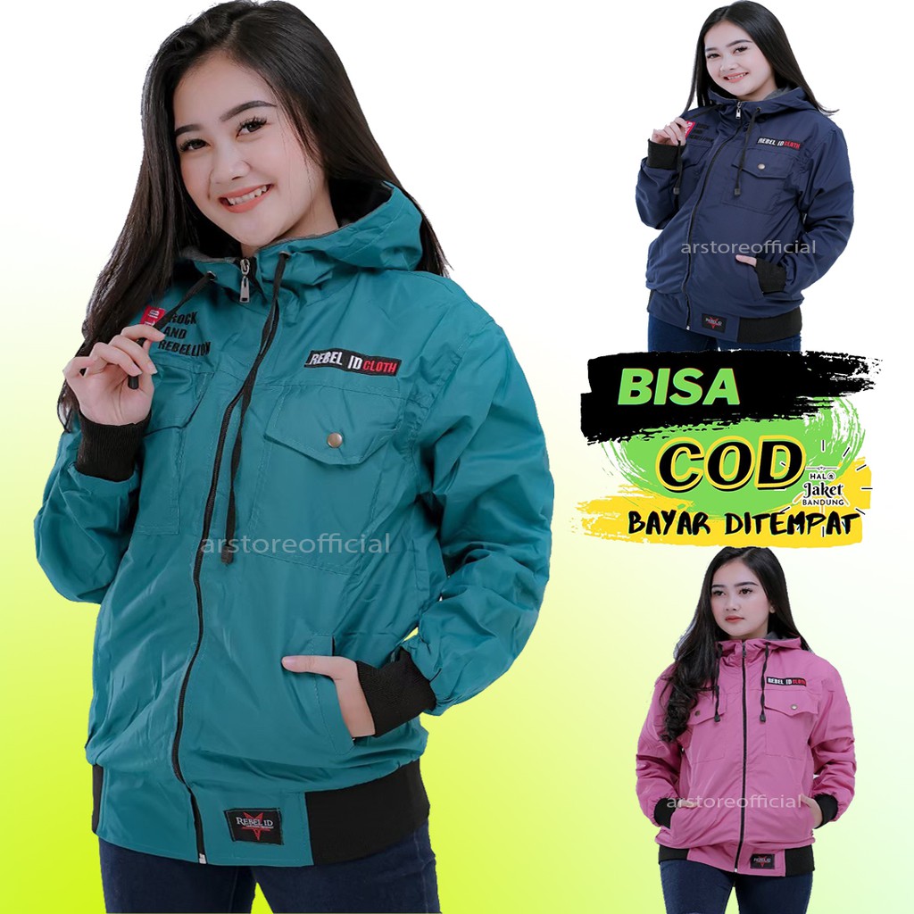 Jual JAKET PARASUT WANITA SEMI PARKA SAKU AKTIF REBEL ID / JAKET CEWEK ...
