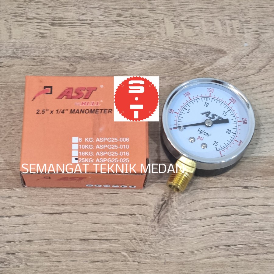Jual MANOMETER PRESSURE GAUGE PENGUKUR TEKANAN POMPA 25 KG BAR 350 PSI ...
