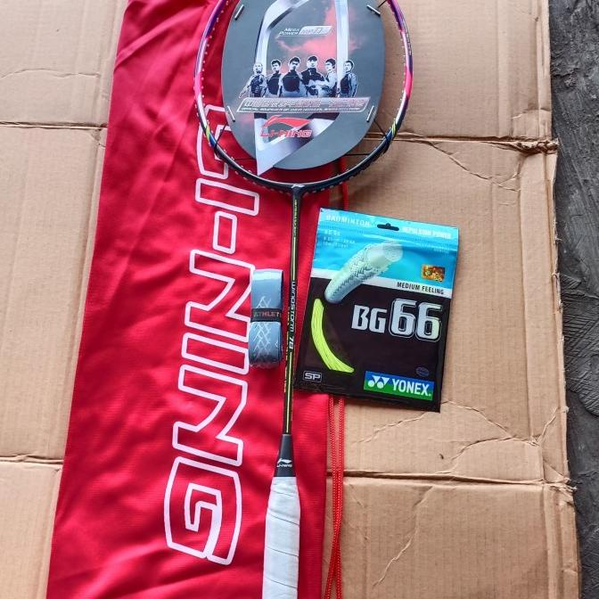 Jual PROMO Raket Badminton Lining Super Wind Storm 78 Grey Full Set ...