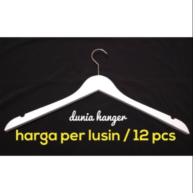 Jual Hanger kayu dewasa warna PUTIH LUSINAN 12 pcs | Shopee Indonesia