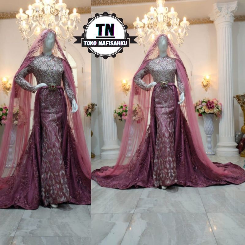 Jual KEBAYA SLIM FULL PAYET || GAUN PENGANTIN SLIM TERBARU FULL PAYET ...
