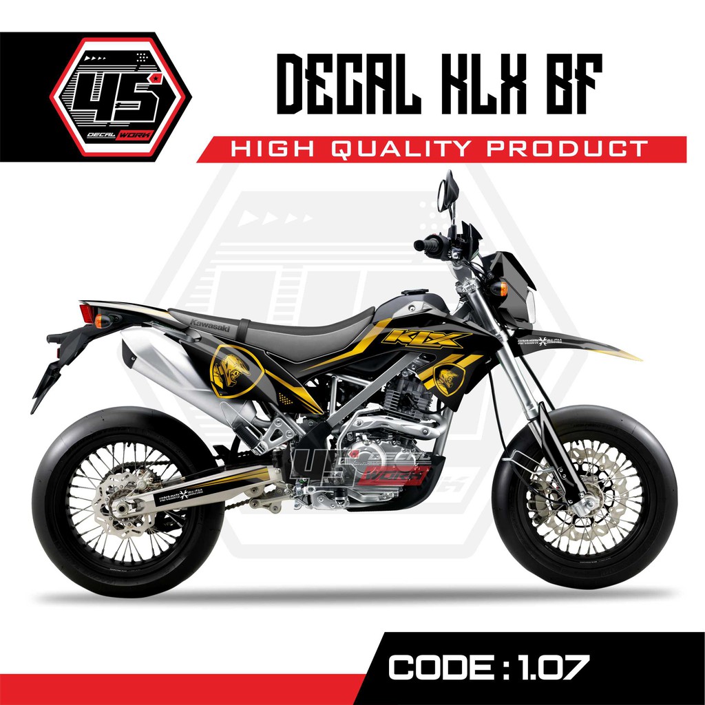 Jual DECAL KLX SUPERMOTO MILITAN BLACK GOLD | Shopee Indonesia