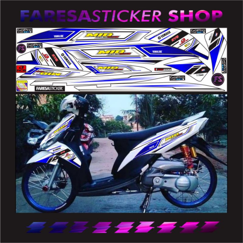 Jual (COD) STRIPING STICKER VARIASI MOTOR YAMAHA MIO J BIRU, STREET ...