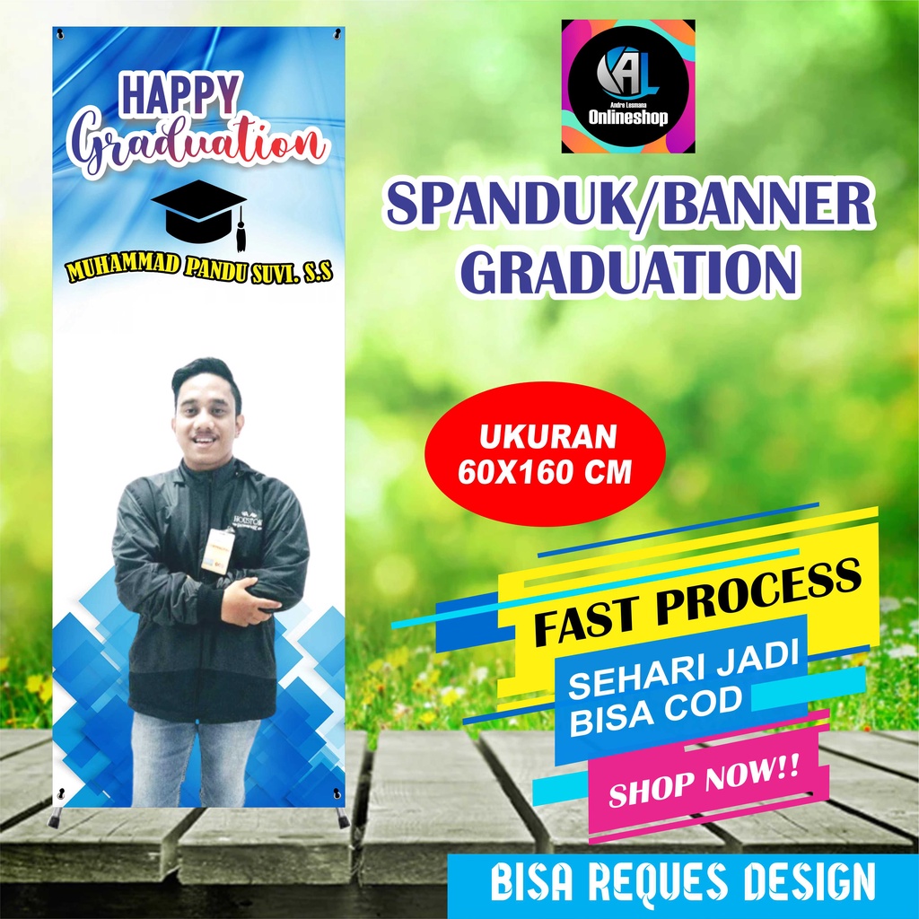 Jual Spanduk, Banner Berdiri Graduation Warna Biru | Shopee Indonesia