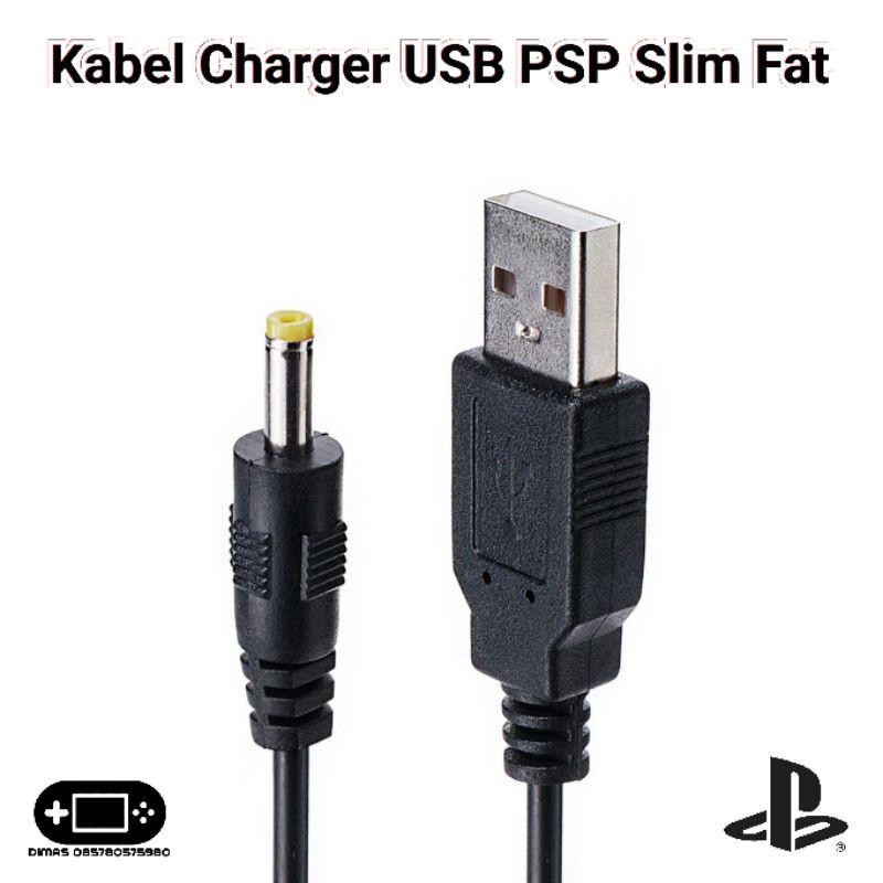 Jual Kabel Charger USB PSP Slim Fat SINGLE 1000 2000 3000 Power ...