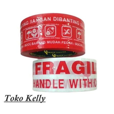 Jual [X14] Pilih Aneka Lakban Fragile UNBOXING VIDEO Merah Putih besar ...