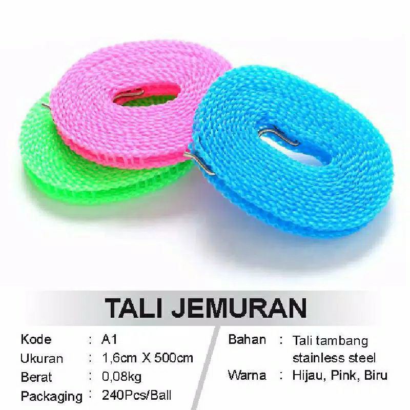 Jual TALI JEMURAN BAJU 5 METER PRAKTIS UNIK/CLOTHES - A1 | Shopee Indonesia