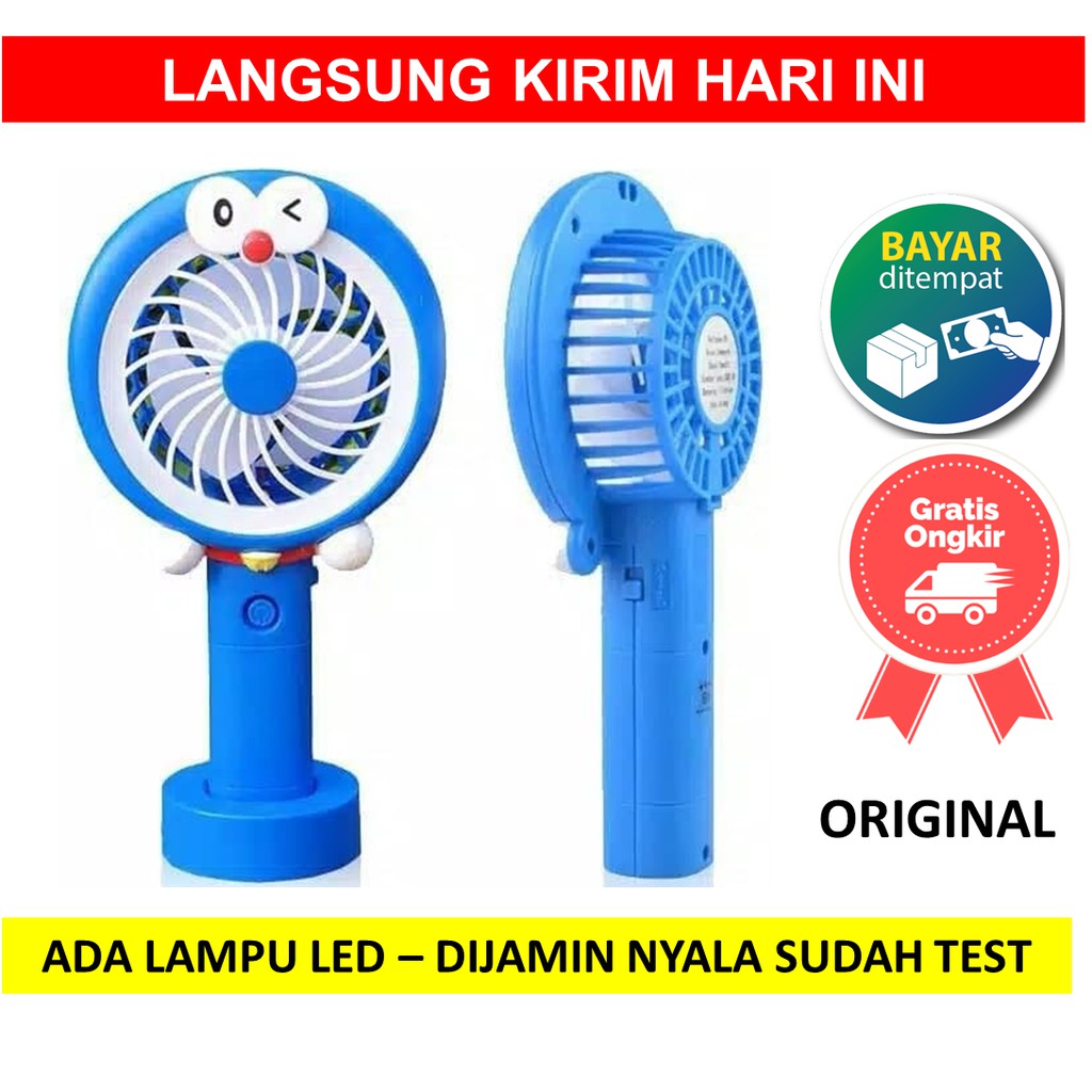 Jual DORAEMON KIPAS ANGIN PORTABLE / STANDING MINI FAN LAMPU LED ...