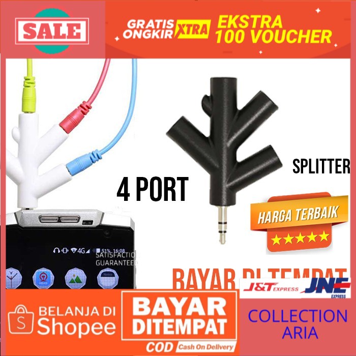 Jual SPLITTER AUDIO 3.5 MM 4 PORT AUX JACK 4PORT OUTPUT SPEAKER ...
