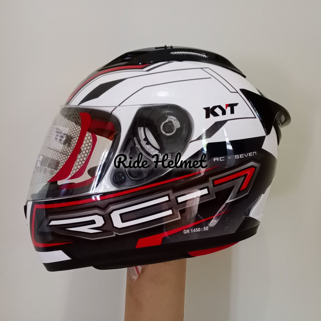 Jual Helm Full Face KYT RC7 Seven Motif Seri 14 White Black Red New ...