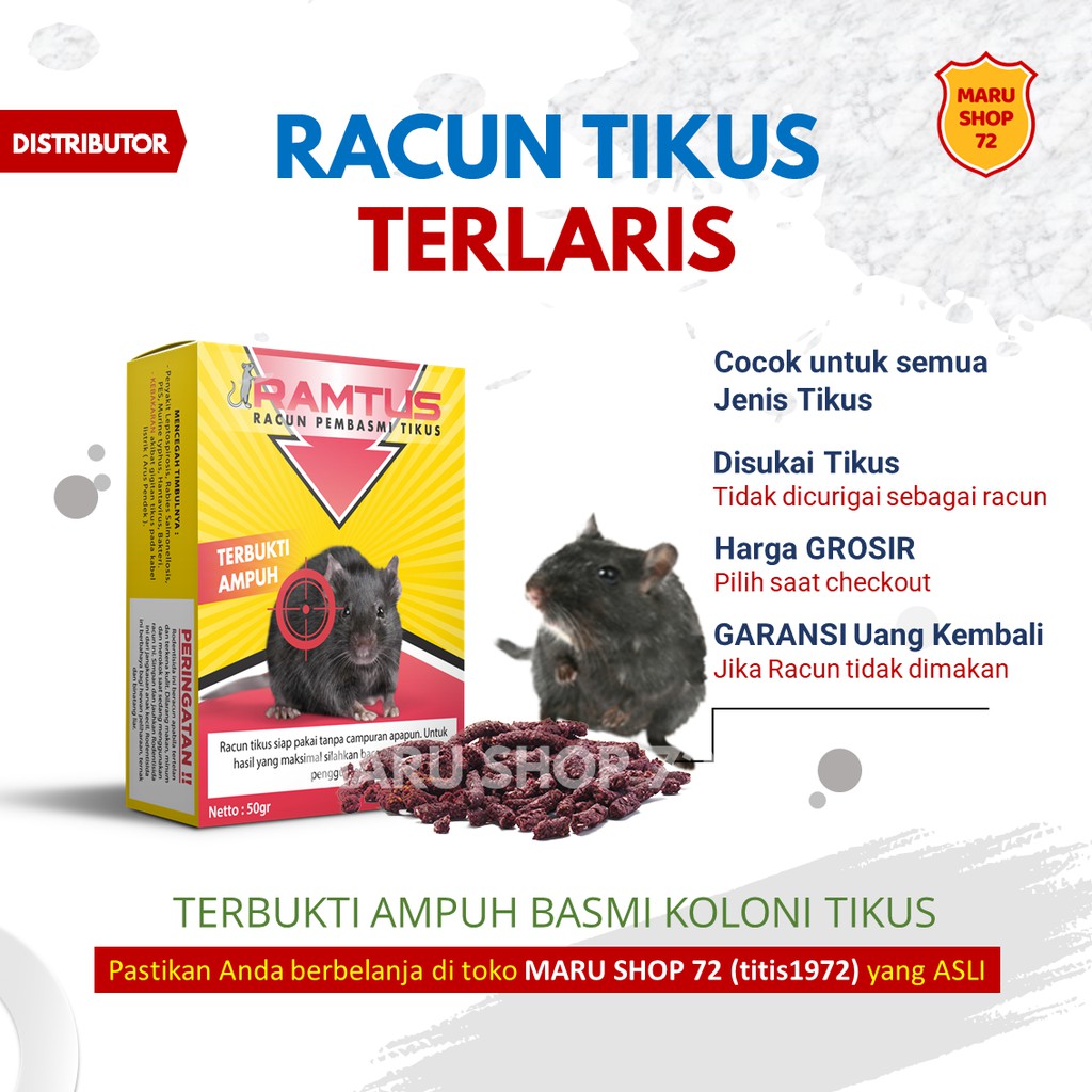Jual Racun Tikus Ampuh Ramtus isi 50 gram Perangkap Obat Pembasmi Anti ...