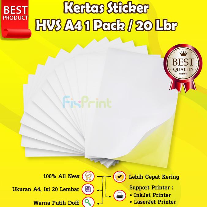 Jual Kertas Sticker Hvs A4 Stiker Hvs A4 Doff Premium Quality - 1 ...