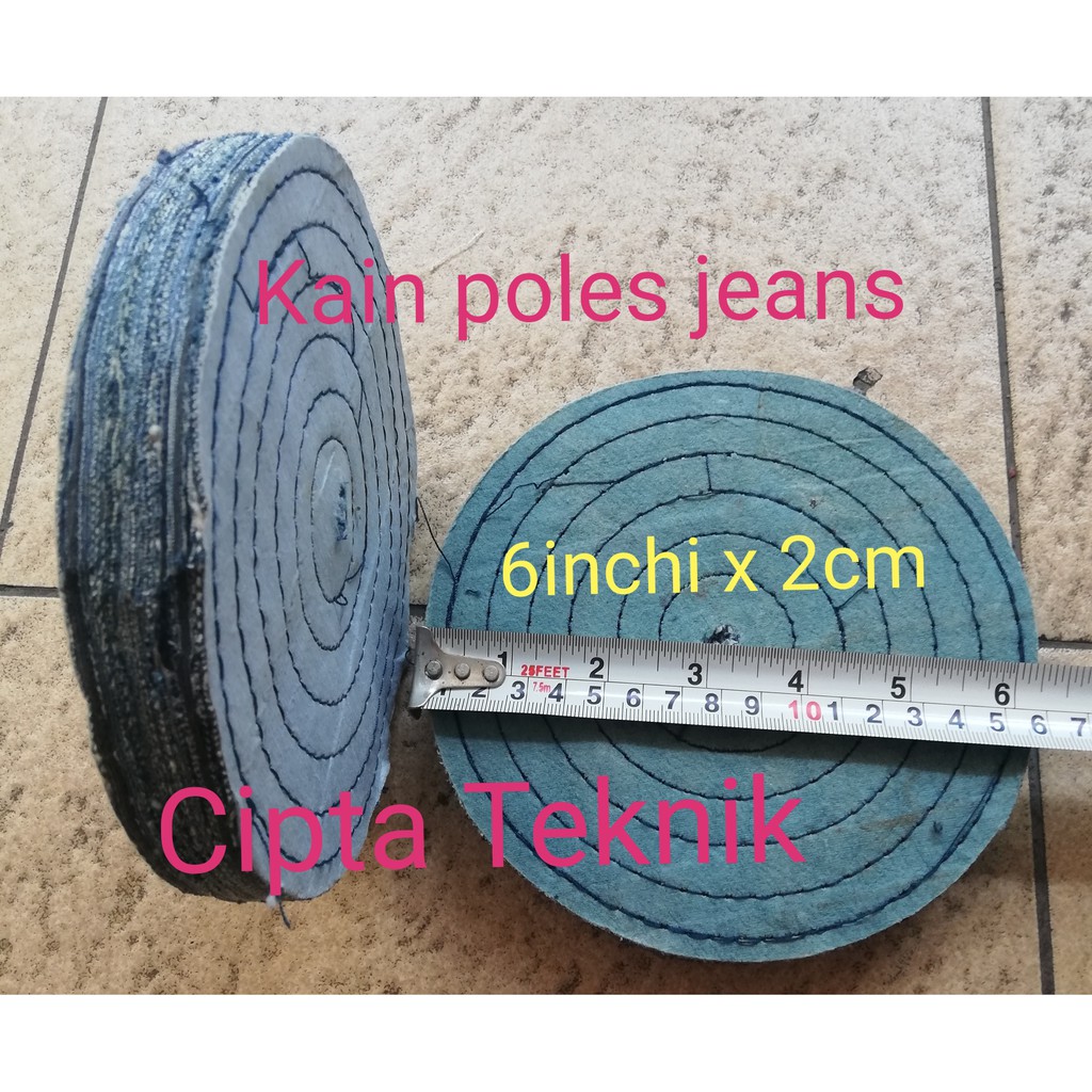 Jual Kain Poles Jeans 6 inchi x 2 cm Roda Jin Diameter 6inch Tebal 2cm ...