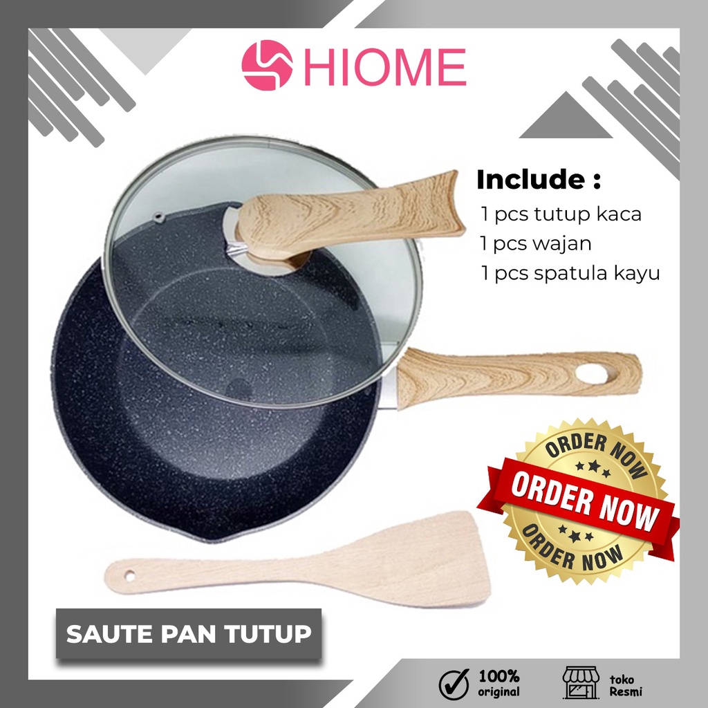 Jual HIOME Saute Pan Tutup Anti Lengket / Wajan Penggorengan Serbaguna ...
