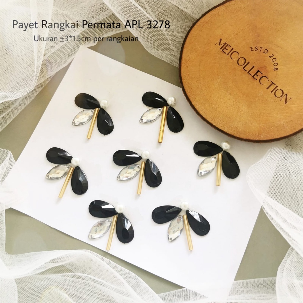 Jual Payet Rangkai Leher Pinggang Bunga Mutiara Kompilasi Warna Hitam