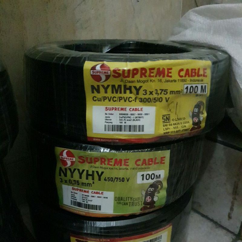 Jual KABEL NYYHY NYMHY NYY NYM HY 3x0,75 SERABUT SUPREME 1 ROLL 50M 50METER 50 M METER | Shopee ...