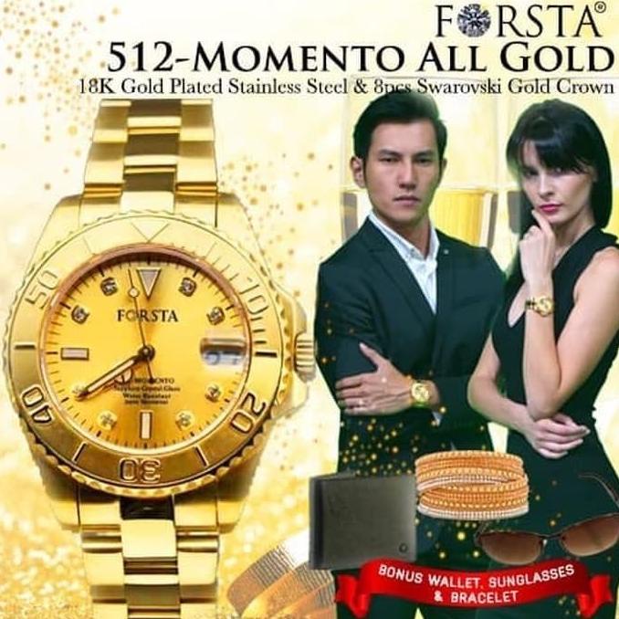 Jual JAM TANGAN FORSTA MOMENTO ALL GOLD COUPLE / SINGLE (MEN OR WOMAN ...