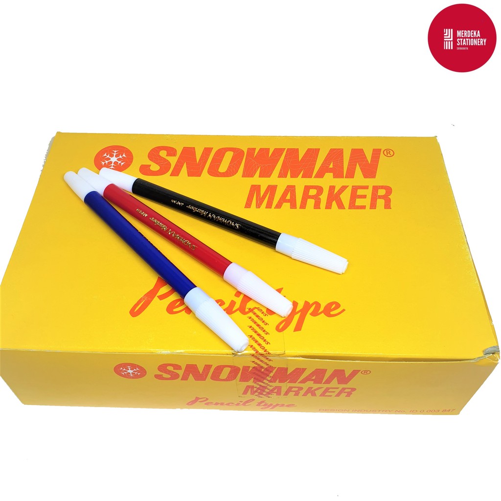 Jual Spidol/Sepidol/Marker Snowman PW1A/PW-1A /PW 1A(HITAM/BIRU/MERAH ...