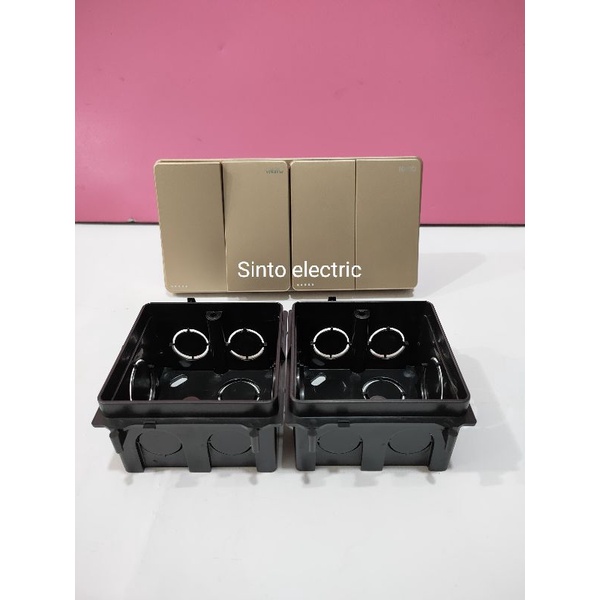 Jual Saklar seri 4gang Custom Set lengkap inbowdus nero Casa X2 gold ...