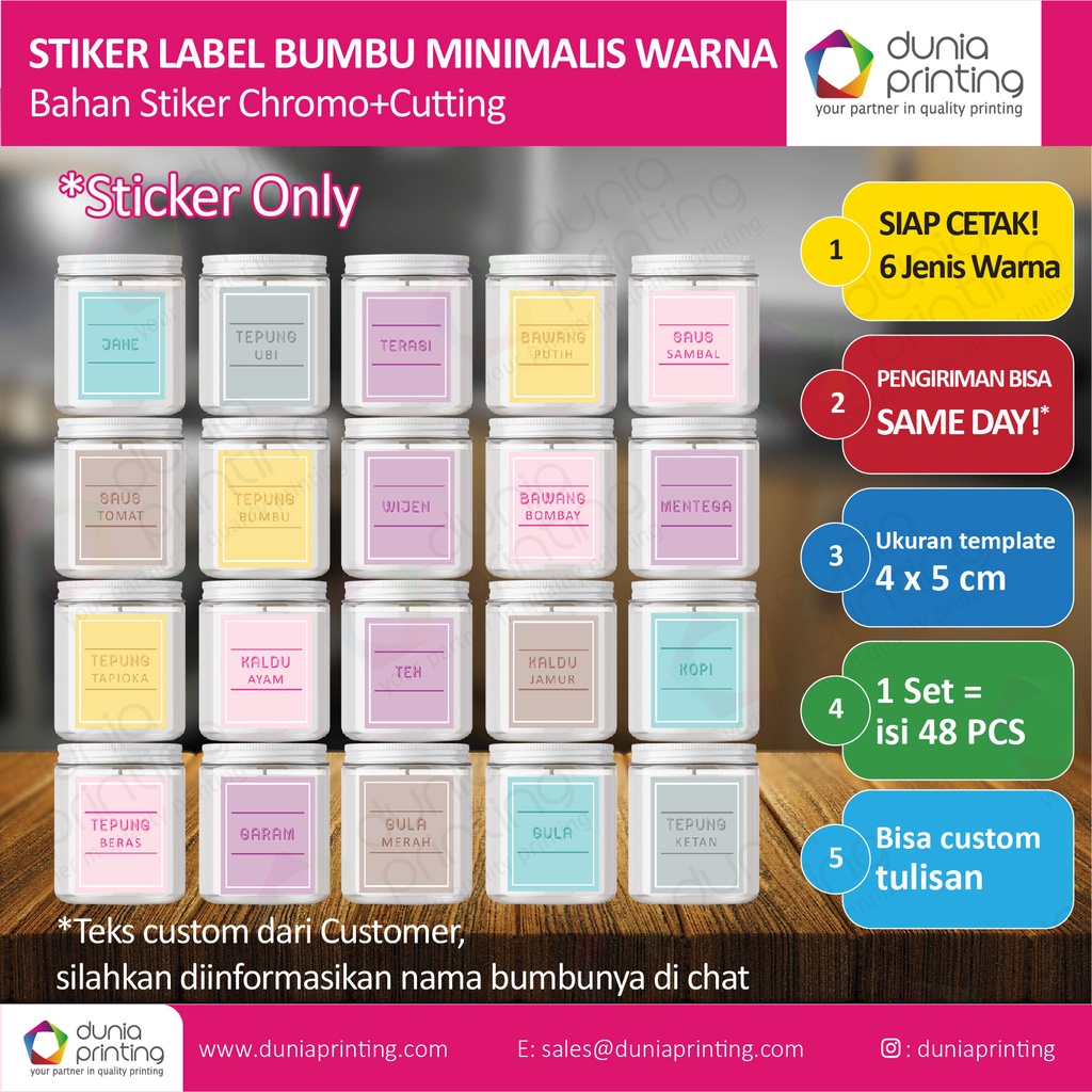 Jual Stiker Bumbu Minimalis ukuran 4 x 5 cm - ekonomis | Shopee Indonesia
