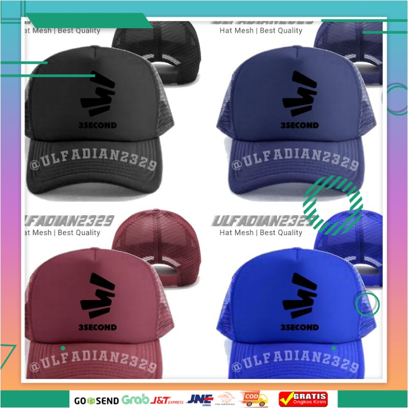Jual Topi 3 Second Trucker - Topi 3 Second Logo Hitam (Full Black ...