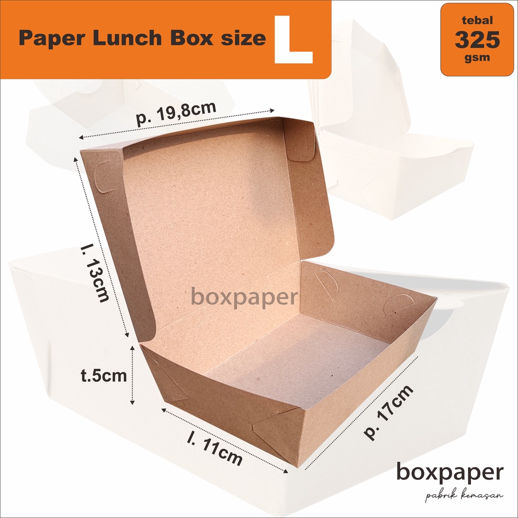 Jual Paper Lunch Box size L Dus Kraft Kemasan Murah Laminasi Nasi Ayam ...