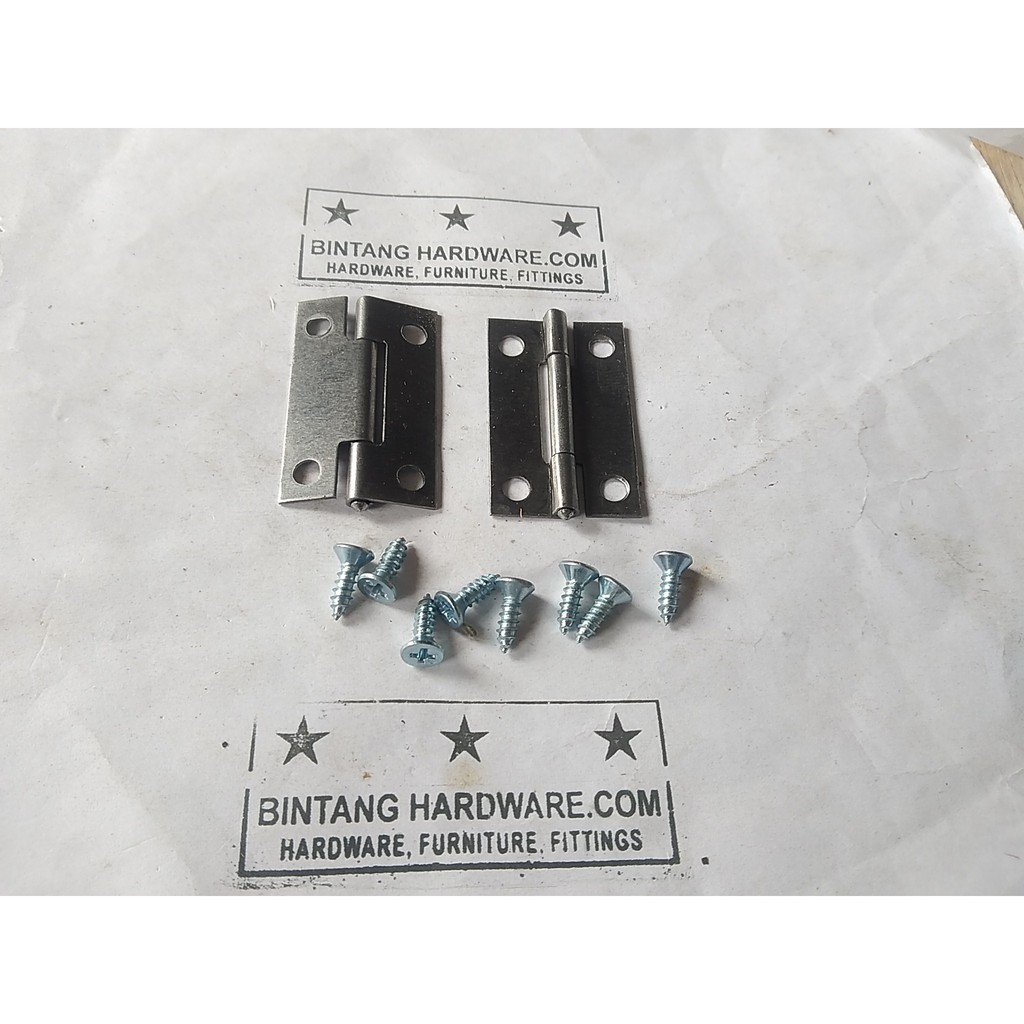Jual Engsel Kupu Mini Kecil 1,5 inch Set Skrup Engsel Pintu Plat Besi ...