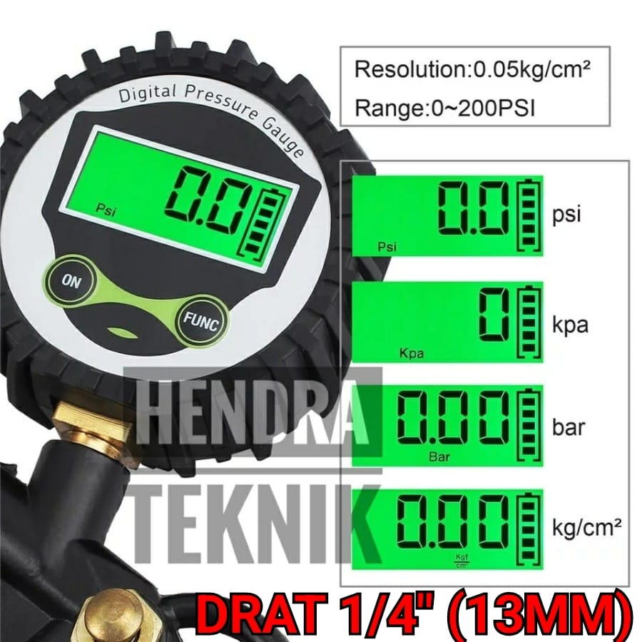 Jual METERAN DIGITAL drat 1/4" ISIAN BAN 1/4 inci MANOMETER DIGITAL ...
