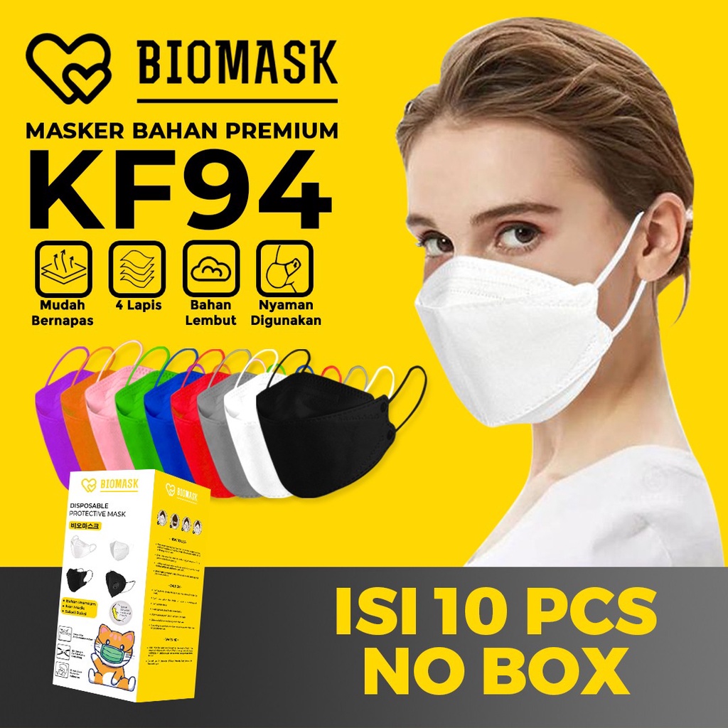 Jual BIOMASK - Masker KF94 EVO Korean Style 4ply - 10Pcs Hitam / Putih ...
