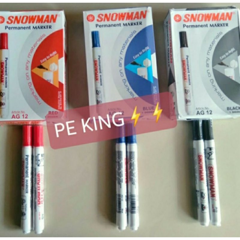 Jual Spidol Permanent Maker Snowman AG 12 kirim Kilat Surabaya | Shopee ...
