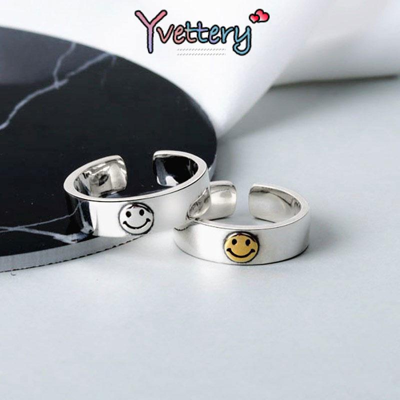 Jual [ ️COD]Fashion kepribadian retro smiley cincin rantai cincin ...