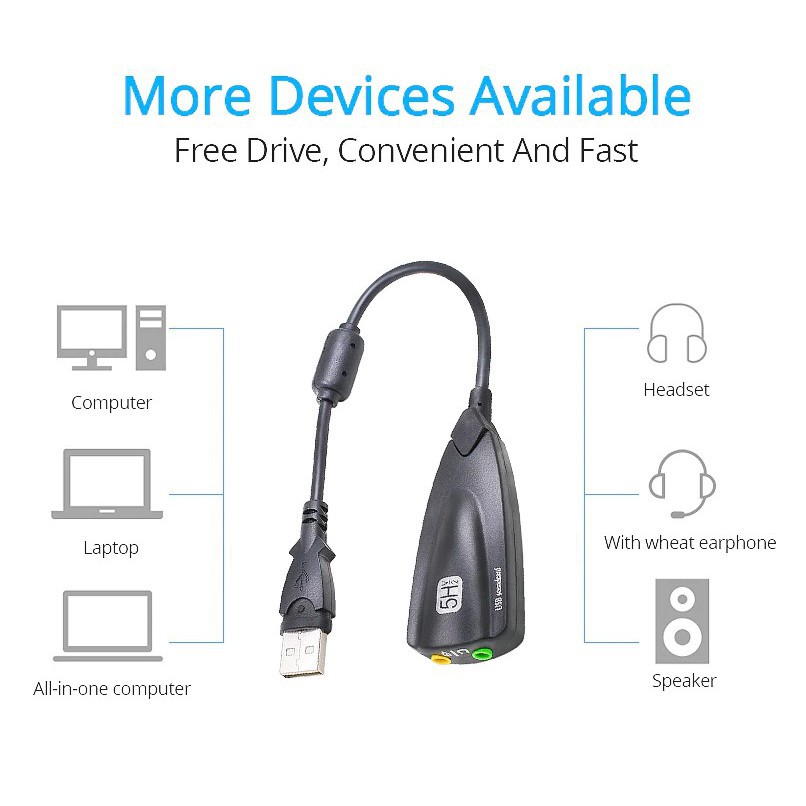 Jual Usb sound 7.1 channel audio microphone usb2.0 5Hv2 - steel sound card virtual 7.1 surround ...