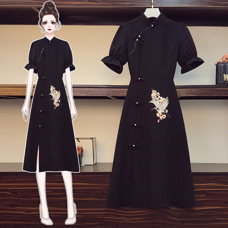 Jual Improved cheongsam dress women's 2022 new summer large women's ...