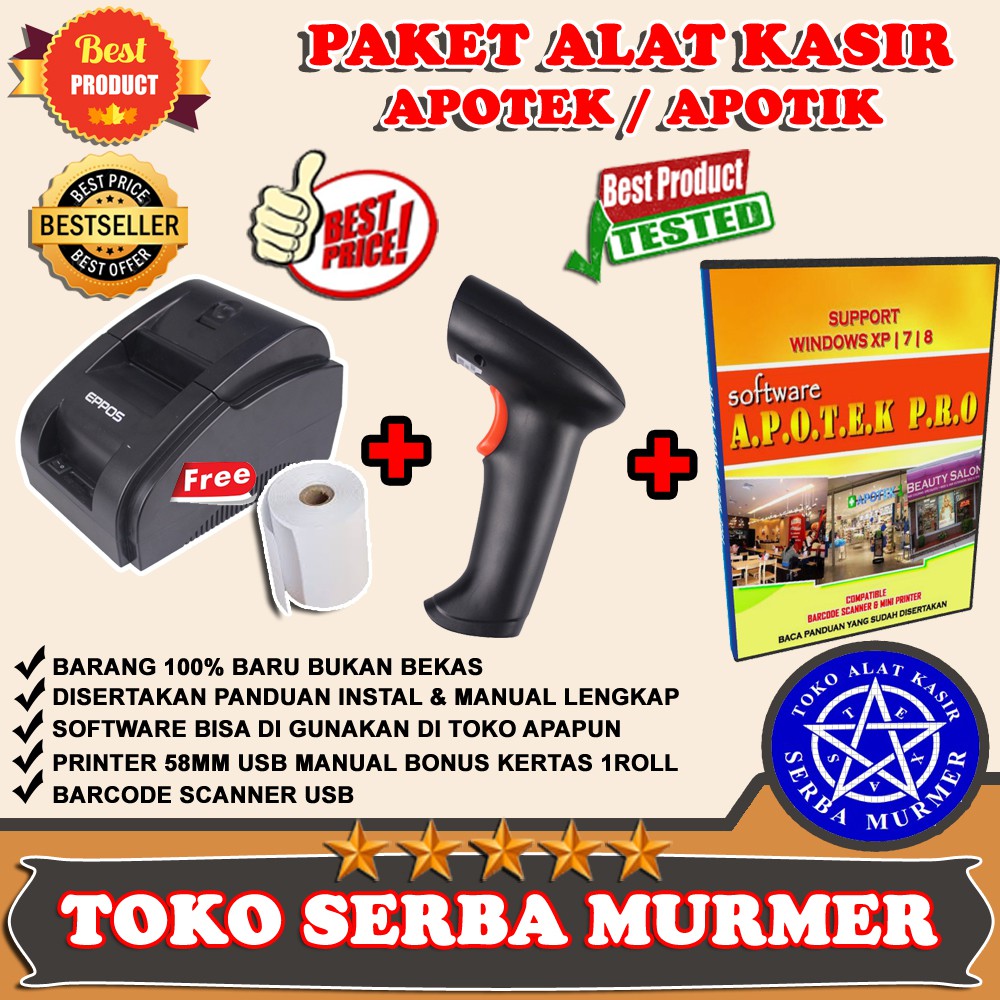 Jual PAKET KASIR PRINTER | SCANNER | SOFTWARE APOTEK APOTIK | Shopee ...