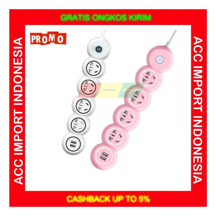 Jual Stop Kontak Colokan Listrik Strip 4 Lubang Socket 2 Port Usb Pink ...