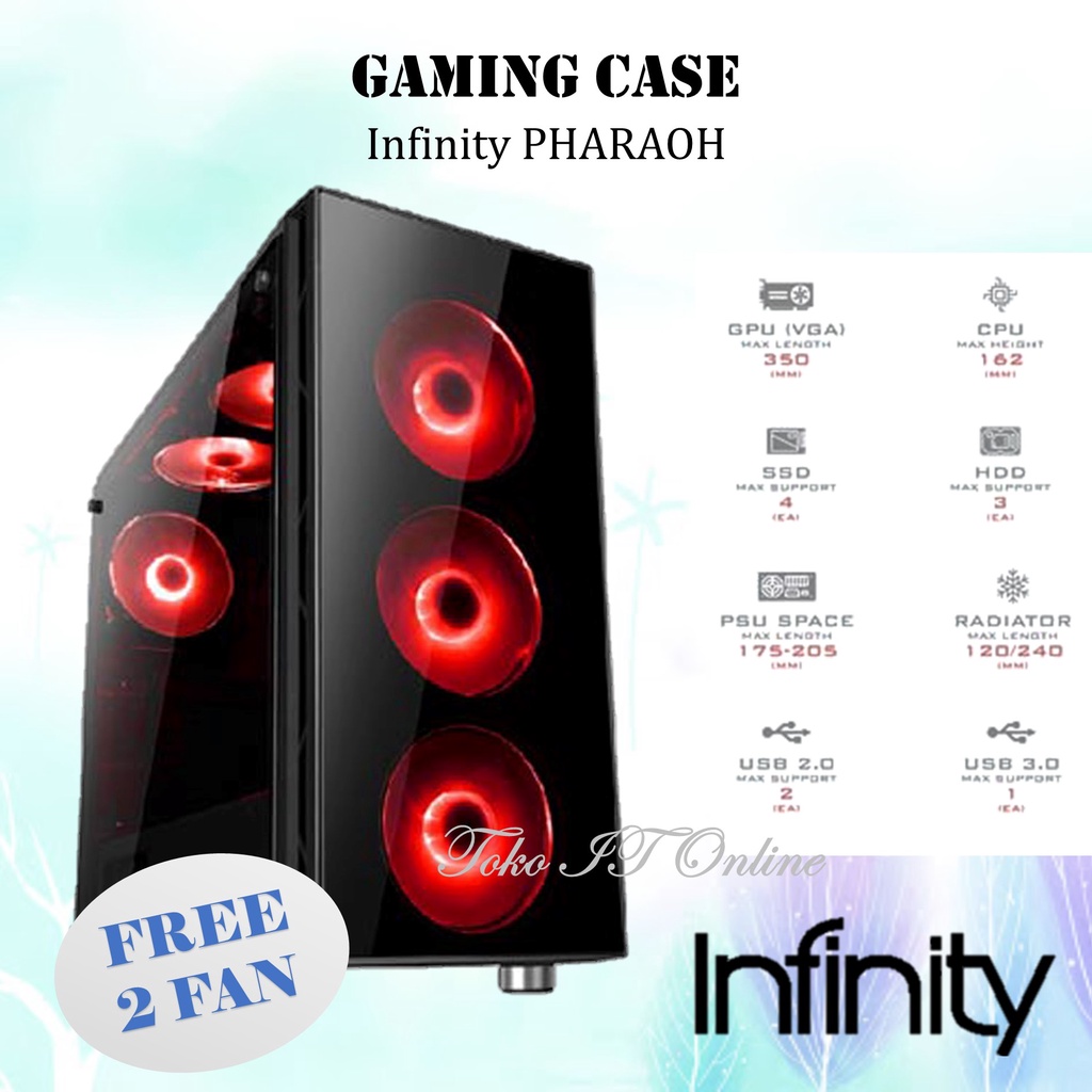 Jual CASING GAMING INFINITY PHARAOH - 2 SIDE TEMPERED GLASS FREE FAN ...