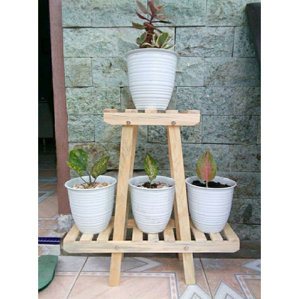 Jual rak bunga kayu susun murah minimalis / pot bunga kayu minimalis ...