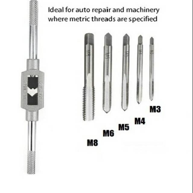 Jual Hand Tap Snei Set Lengkap Gagang Stang Handle Alat Senai Pembuat ...