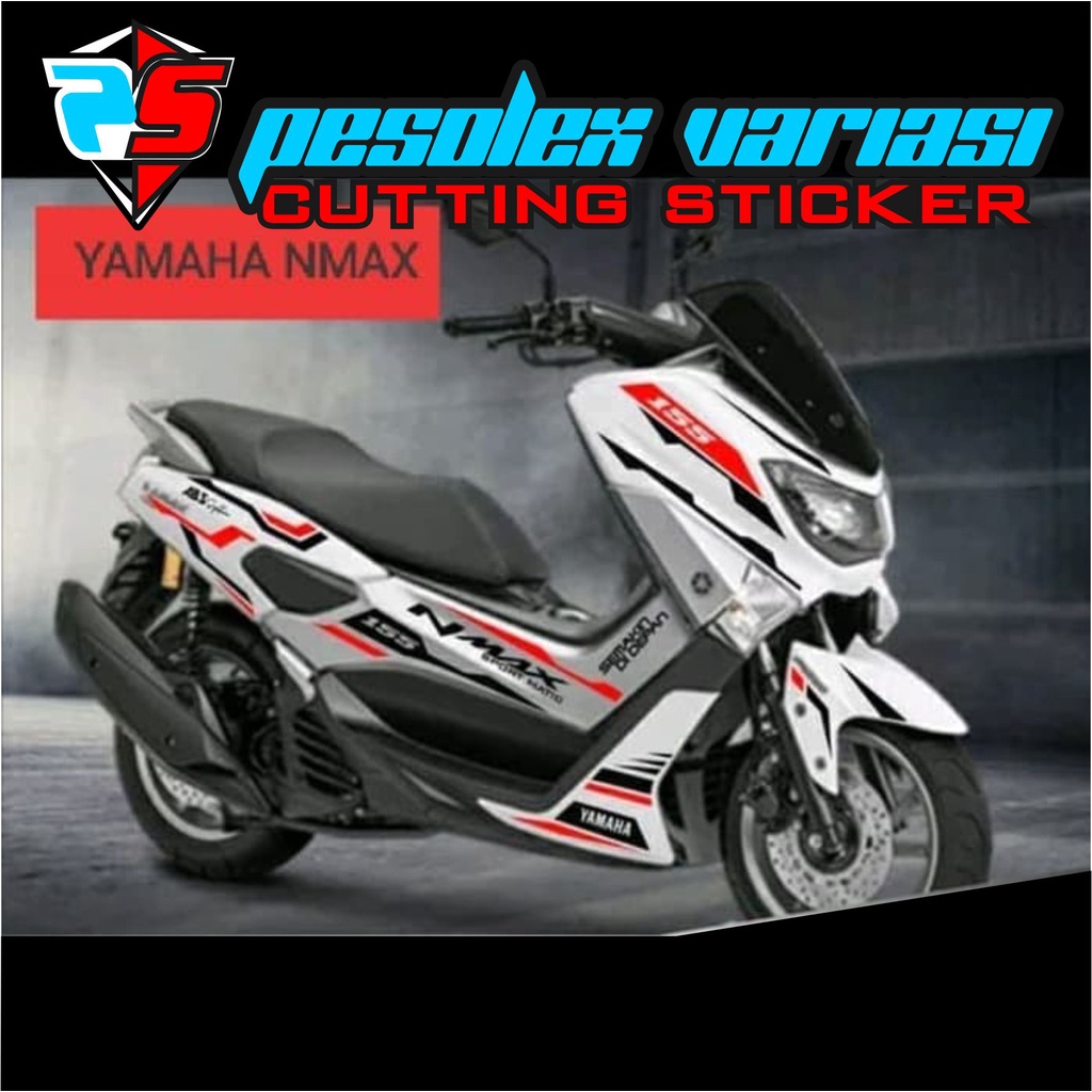 Jual STRIPING CUTTING STICKER NMAX MOTOR PUTIH STICKER BLACK RED 021 ...