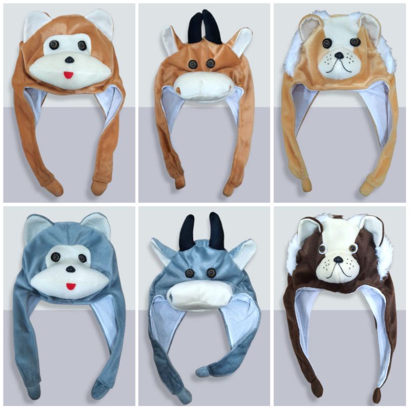 Jual Topi Boneka/Topi Karakter/Topi Monyet/Sapi/Singa (Usia 1-3 Tahun ...