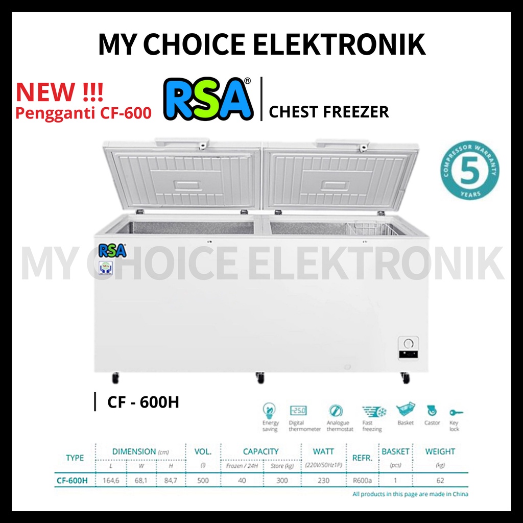 Jual RSA Chest Freezer CF-600H / CF 600 H (500 Liter) | Shopee Indonesia