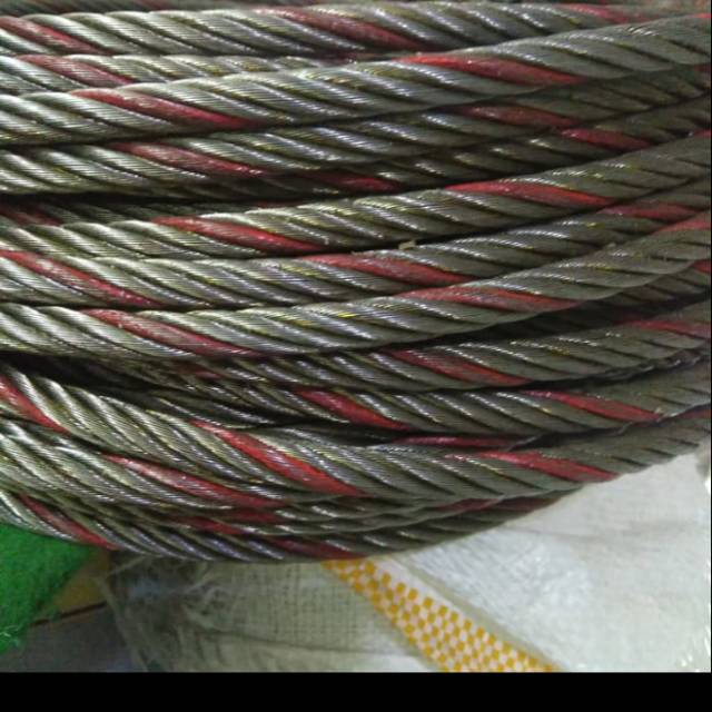 Jual Tali Kawat Baja Full Baja 8mm full Baja Kabel Sling/Wire Rope IWRC 8mm 6x37 | Shopee Indonesia