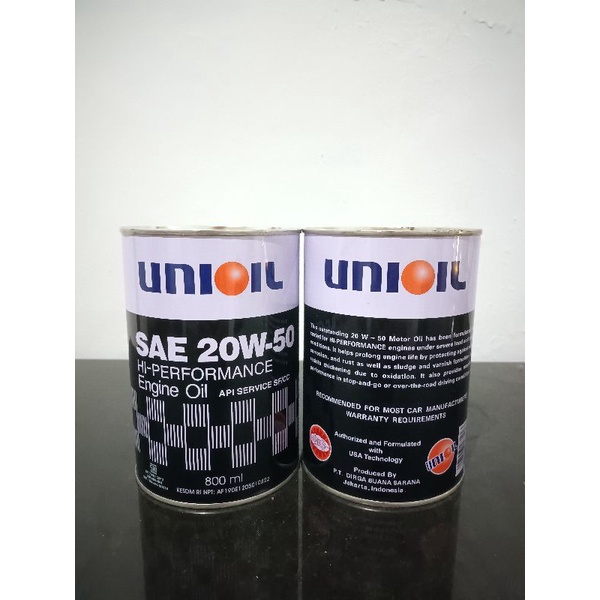 Jual Oli mesin union unioil 800 ml sae 20w50 ORIGINAL | Shopee Indonesia