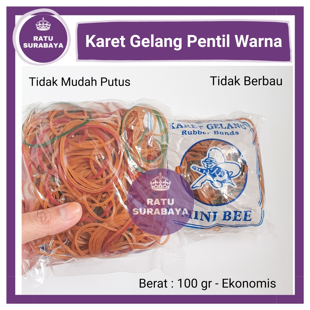 Jual Karet Gelang Pentil Minibee 100 gr Ikat Rambut Rubber Band Mini ...