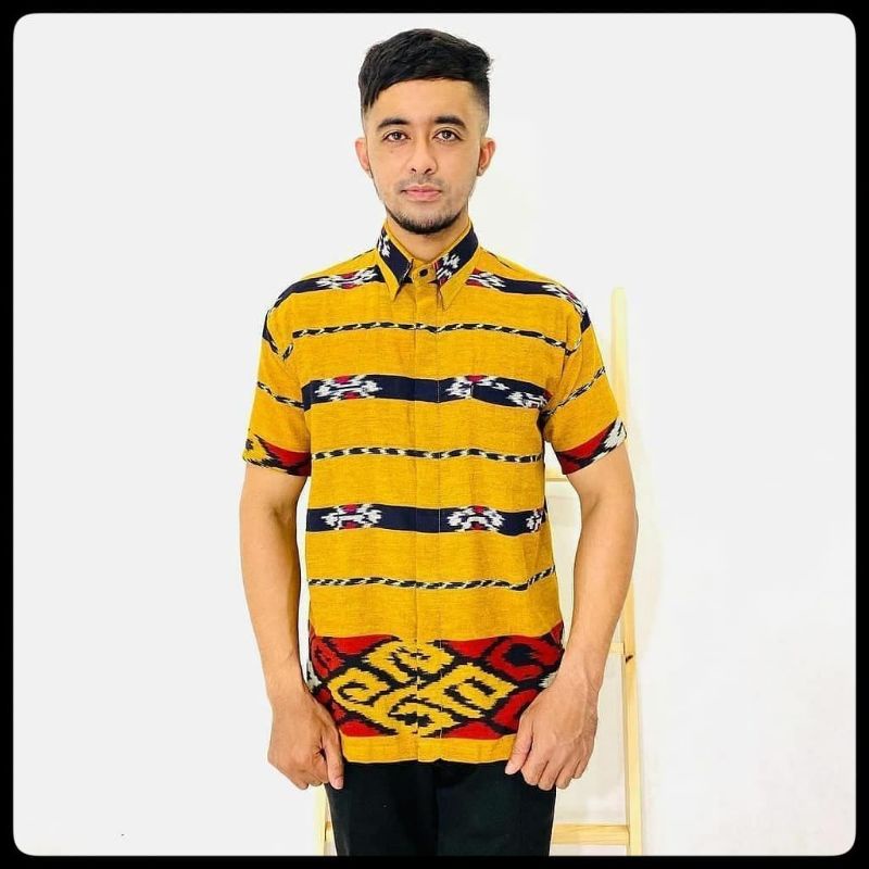 Jual blouse tenun resleting -set couple baju tenun - kemeja tenun ...