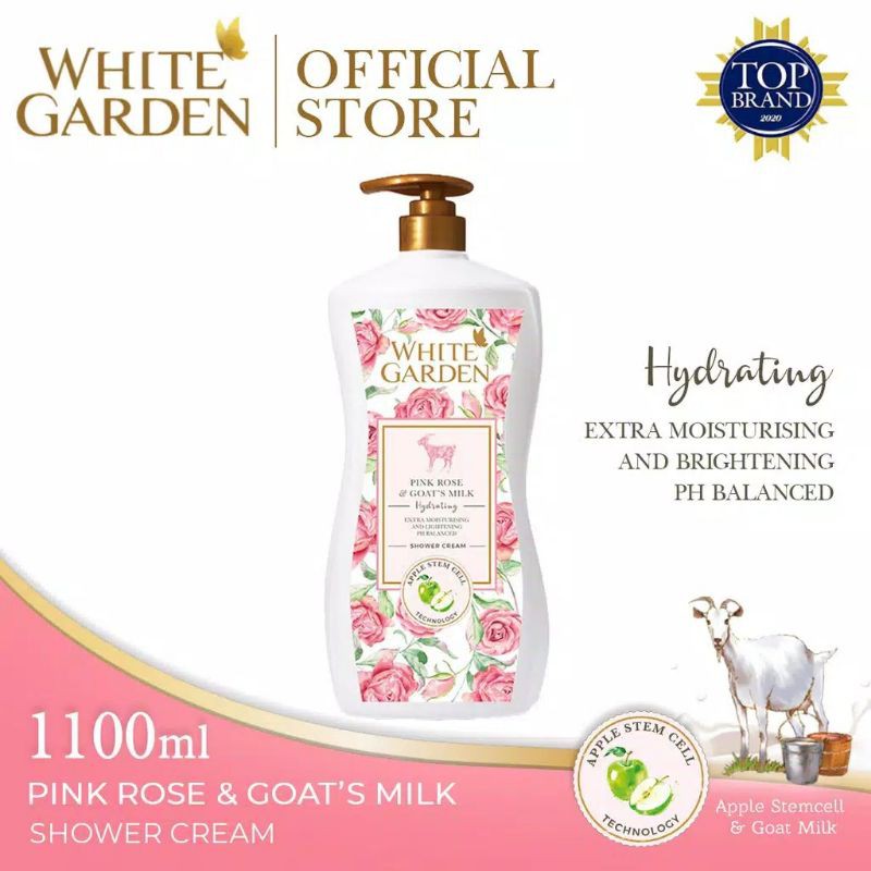 Jual White Garden Shower Cream Goats Milk Pink Rose 1100ml | Shopee ...