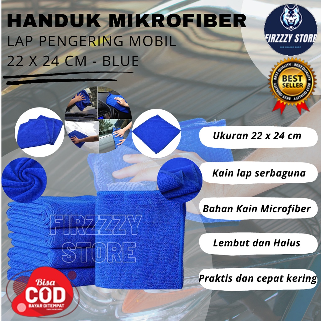 Jual handuk microfiber biru 22 x 24 cm | Shopee Indonesia
