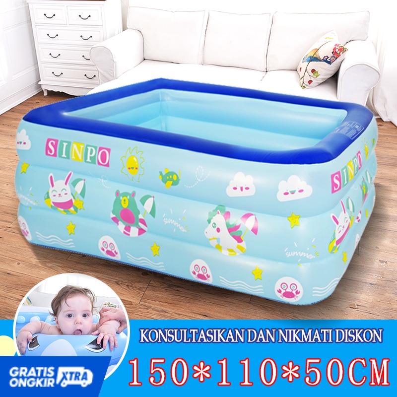 Jual ⭐Barang spot⭐RETRO 3 Rings Inflatable Swimming Pool Kids Baby ...