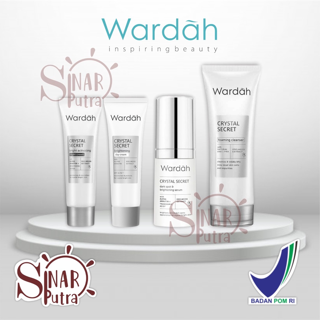 Jual WARDAH CRYSTAL SECRET PAKET MINI(facial wash 100ml,serum 20ml,day ...