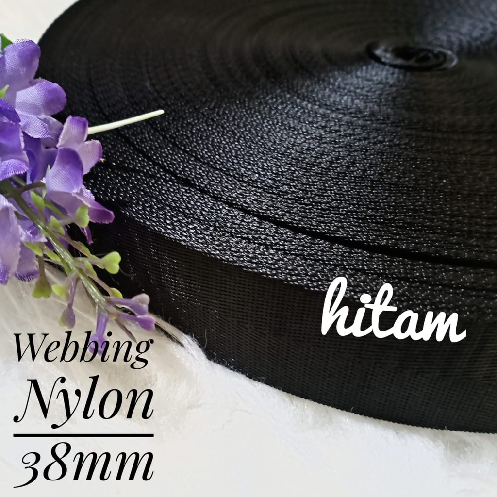 Jual Tali Tas Nilon Polos Webbing Nylon 38mm HITAM 1 Roll | Shopee ...